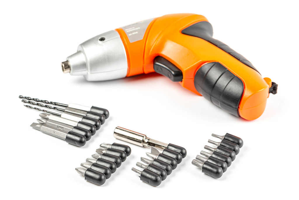 Bits Drills And Electric Screwdriver On White Creative Commons Bilder